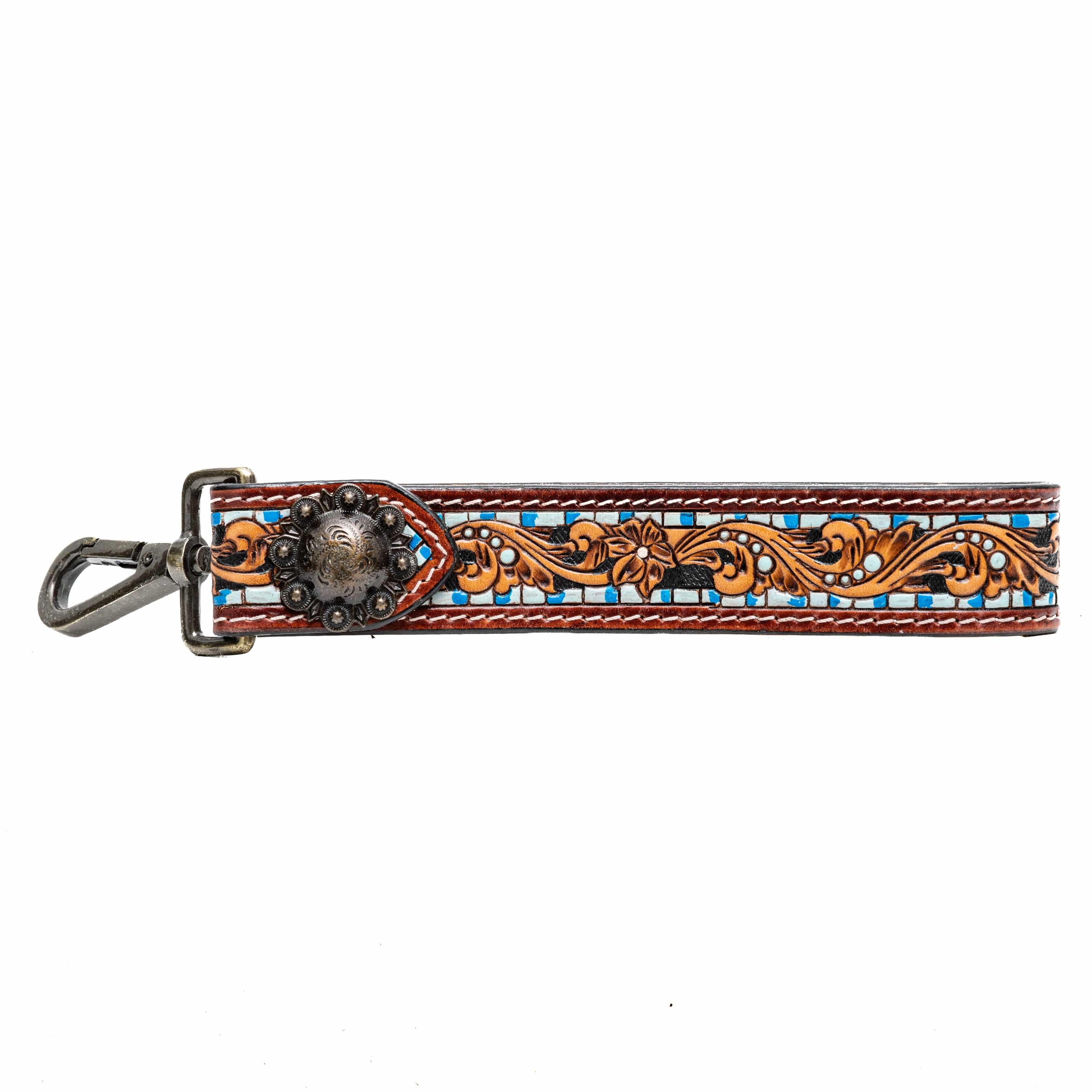 blue-tooled-leather-key-chain