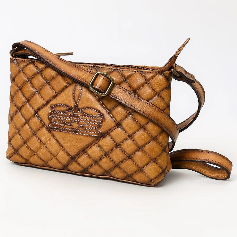 Bad Girl Tan Puffy Leather Crossbody