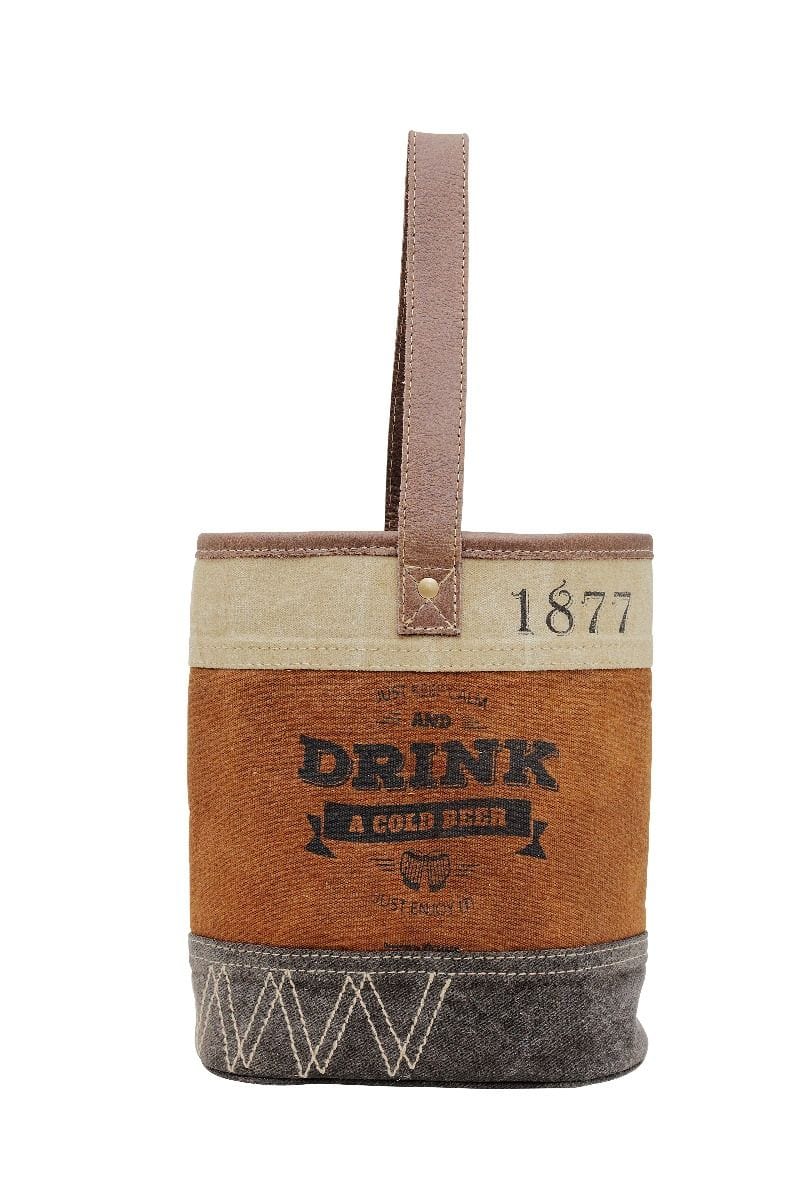 Myra | Cowhide Wine Caddy with Leather, Brown